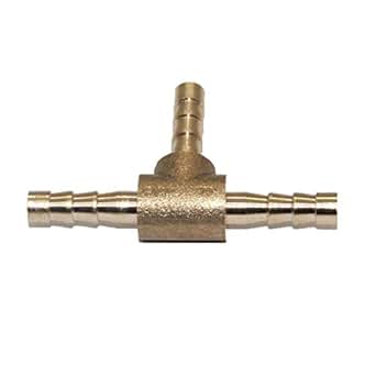 Joywayus 5/32" （4mm） ID Hose Barb, Tee T 3 Way Union Fitting Intersection/Split Brass Water/Fuel ...