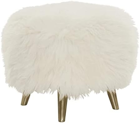 سعر Puff chair made of faux fur with stainless steel legs (White) فى ...