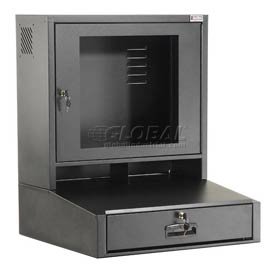 Amazon.com: LCD Counter Top Security Computer Cabinet, Black, 24-1/2"W ...