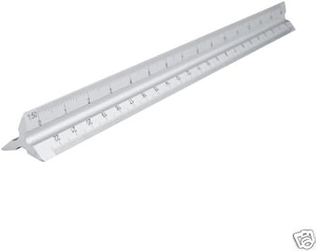 eBuyGB Tri Scale Ruler - Metric Measuring Tool, Aluminium, Silver, 30 ...