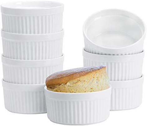 Ramekins 8 OZ, Set of 8, Souffle Dishes Oven Safe Porcelain Ramekins ...