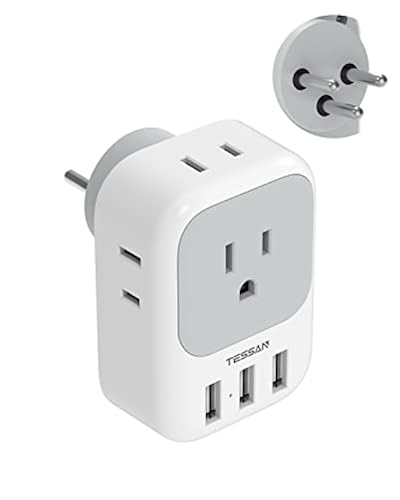 TESSAN Israel Power Adapter, US to Israel Travel Adaptor with 4 Outlets ...