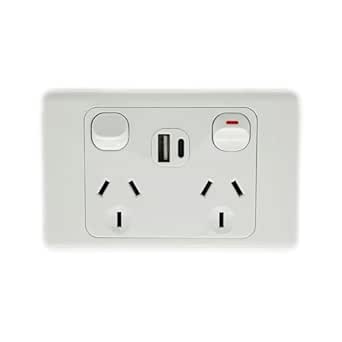 Double Power Point GPO 5V 2A USB TypeC10A Plug Socket Switch Wall ...