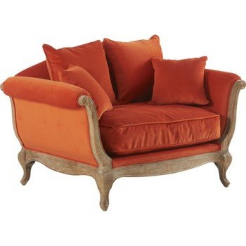 Hanjel - Fauteuil Pompadour Velours Orange Brûlé 1,5 Place - Hanjel ...