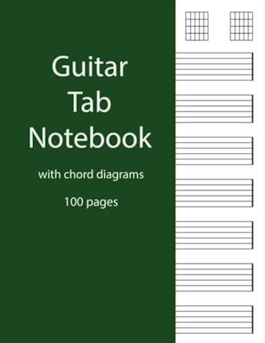 Guitar tablature notebook green: Guitar tab manuscript paper, Wide ...