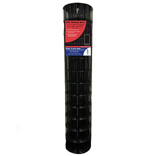 Wire Cloth Man 2" x 4" Vinyl Coated 14 Gauge Welded Wire (4'x50', Black ...