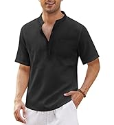 COOFANDY Men's Cotton Linen Henley Shirt Long Sleeve Hippie Casual Beach T Shirts at Amazon Men ...