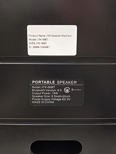 JYX 66BT Karaoke Machine with Two Wireless Microphones, Portable Bluetooth Speaker with Shoulder ...
