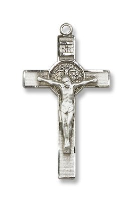 Buy Sterling Silver St. Benedict Crucifix Cross Medal with 18" Sterling ...