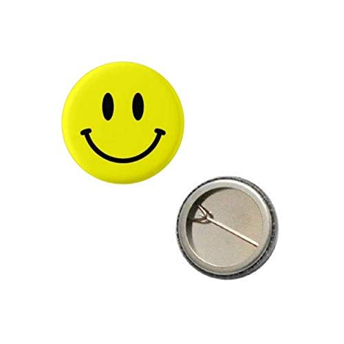 Amazon.com: Happy Face Yellow Smiley Face Pin 1” Round Circle Shape ...