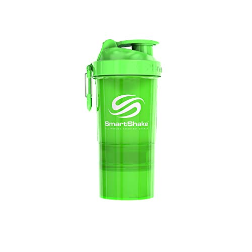 SmartShake Original 2GO Bottle, 20 oz Shaker Cup, Neon Green