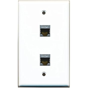 Amazon.com: RiteAV CAT 6A 2 Port Shielded Cat6a Wall Plate 1 Gang ...