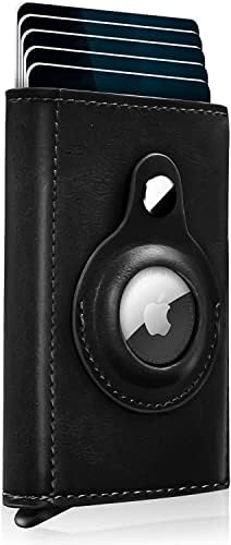Senbos Minimalist Wallet with AirTag Holder, Premium PU Leather Airtag ...
