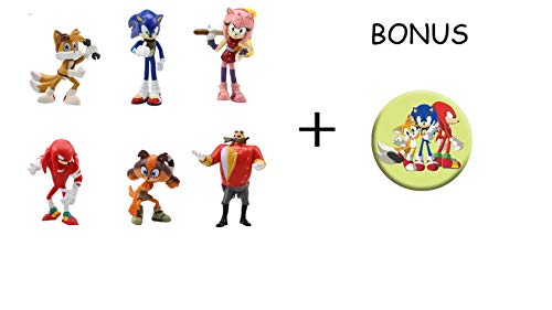 Sonic The Hedgehog Action Figures – 6-Pack Collectible Figures with ...