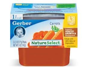 GERBER BABY FOOD 1ST FOODS CARROTS NATURE SELECT 2 X 2.5 OZ CUPS ...