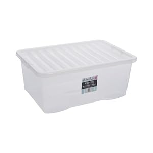 Whatmore "45 Litre Clear Crystal Stacking Plastic Storage Box And Lid ...