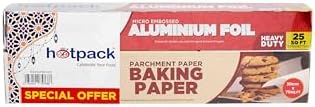 سعر Hotpack Micro Embossed Aluminium Foil Heavy Duty 25 SqFt + Parchment Paper Baking Paper 30cm ...