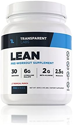 Transparent Labs Lean Pre-Workout, BCAA, Amino Acids, Keto Friendly ...