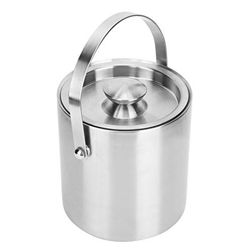 2L Insulated Ice Bucket with lids, Stainless Steel Double Walled Bar ...