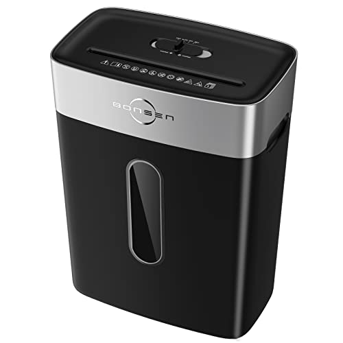 BONSEN Paper Shredder, 6-Sheet Micro Cut Paper, Credit Card, Staples ...