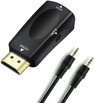 DTech HDMI to VGA Adapter with 3.5mm Audio Port Out for Computer ...