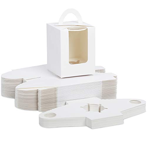 Moretoes 60 Packs Cupcake Boxes, White Individual Cupcakes Box with ...