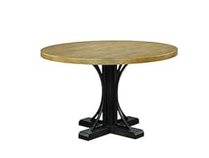 Amazon.com - Bishop Round Pedestal Dining Table Drifted Pine and Black ...