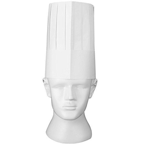 WILLBOND 12 Pack Disposable 9 Inch Paper Chef Tall Hat Set Adjustable ...