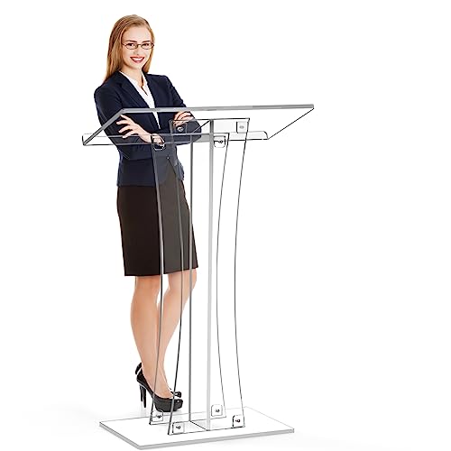Acrylic Podium Stand for Churches, Height 43.3" Clear Lecterns & Podium ...
