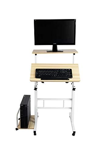 Mind Reader SDROLL-WHT Mobile Sitting, Standing Desk Rolling Reversible ...