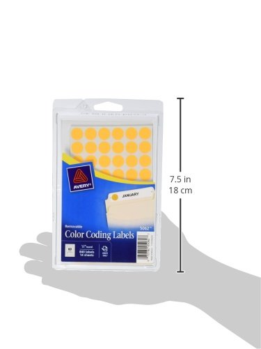 Avery Color-Coding Removable Labels, 1/2 Inch Round Stickers, Neon Orange, Non-Printable, 840 ...