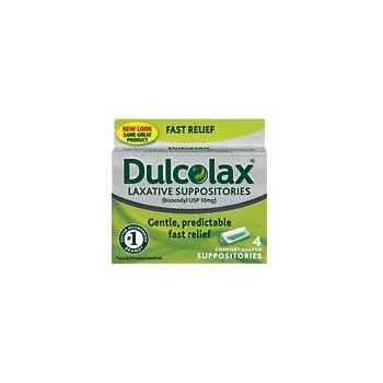 Amazon.com: Dulcolax Laxative Suppositories, Comfort Shaped, Box of 4: Health & Personal Care