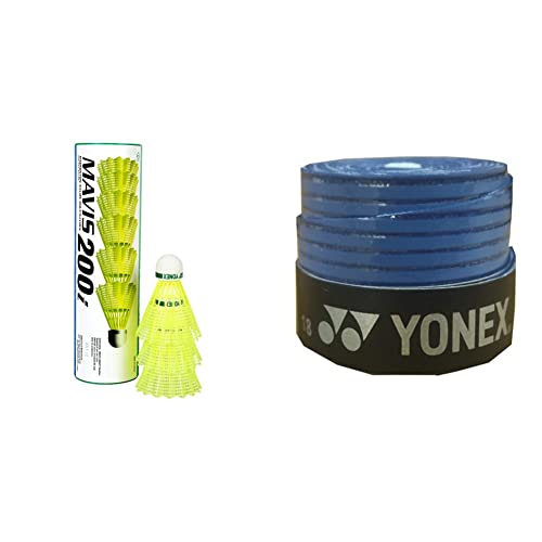 Yonex Mavis 200i Nylon Shuttle Cock, Pack of 6 (Yellow)&Yonex ET 903 E Super Rubber Badminton ...