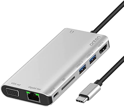 Onten OT-9591B USB C Hub 8cm 1 Type C Adapter with 1Gbps Ethernet, 4K ...