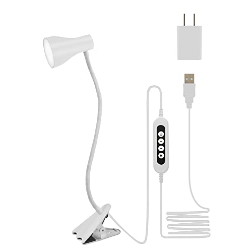 FLSNT LED Clamp Reading Lights, 10W LED Desk Lamps with Adapter and USB ...