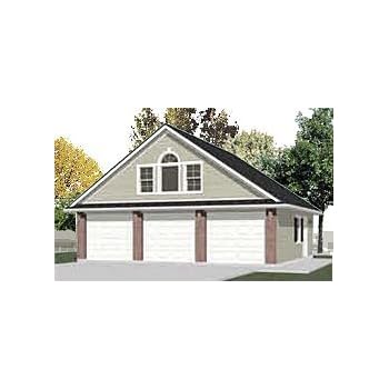 Garage Plans : 3 Car With Attic Truss Loft - 1208-1B - 32'-10 x 26 ...