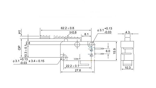 Cylewet 6Pcs V-153-1C25 Micro Limit Switch Long Straight Hinge Lever Arm SPDT Snap Action LOT ...