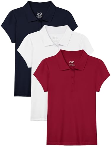 OHD 3 Pieces Girls Polo Uniform Shirts School Uniform for Girls Cotton ...