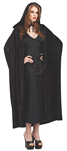 Rubie's Full Length Crushed Velvet Hooded Cape, Black, One Size Apparel ...