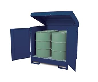 Denios K17-3503 4 Drum Enclosed Outdoor Drum Storage Unit, 2400 lbs ...