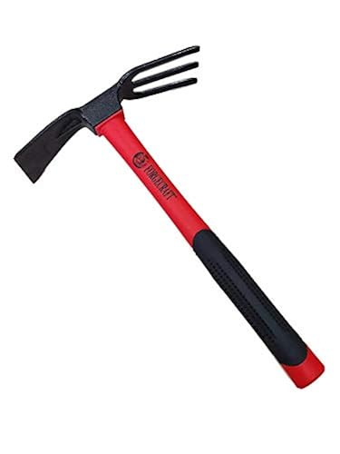 Forgecraft USA 3 Prong Cultivator W/Fiberglass Handle Adze Hoe with ...