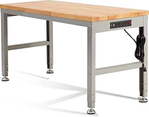 HABUTWAY Height Adjustable Workbench 60" 2000 Lbs Capacity Oak Board ...