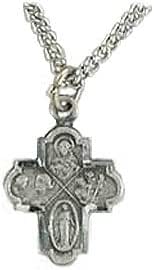 Amazon.com: Cast Pewter 5/8" Four Way Small Cross Pendant with Bright ...