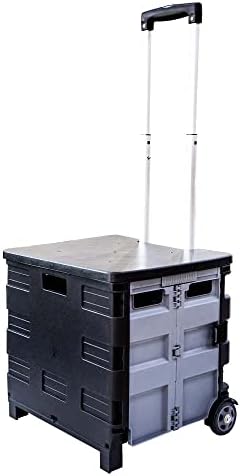 سعر 35kg Folding Shopping Trolley Storage Boot Cart Box Black and Grey ...