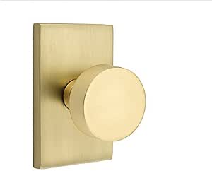 Passage Set, Modern Rectangle Rosette, Modern Round Knob, Satin Brass ...