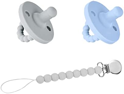 ANYOUI Natural silicone Pacifier Set of 2（Includes a pacifier chain ...