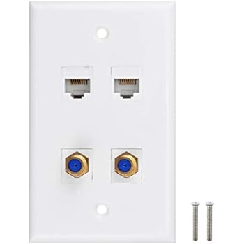 Amazon.com: 2 Ethernet 2 Coax Wall Plate - 2 Cat6 Ethernet Jacks and 2 ...