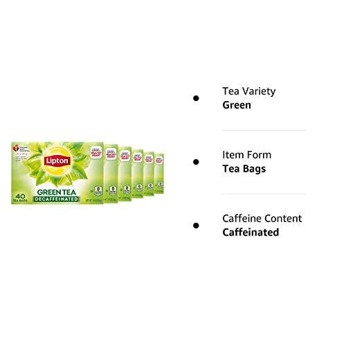 Lipton Decaffeinated Green Tea Bags, Hot or Iced, 40 Tea Bags (Pack of ...