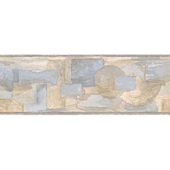 Prepasted Decorative Wallpaper Border Beige Grey Rectangular Abstract ...