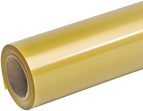 Gold Heat Transfer Vinyl Roll, 12" x 8' Gold HTV Vinyl, Glossy Adhesive ...